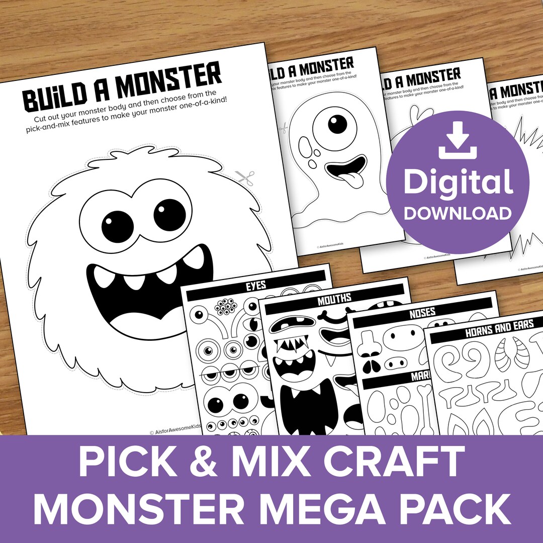 Make a Monster Mega Pack, Alien Pick & Mix Craft Printable, Halloween ...