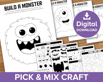 Make a Monster Mega Pack, Alien Pick & Mix Craft Printable, Halloween ...