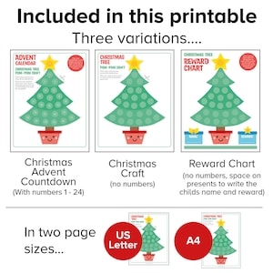 Christmas Tree Countdown Advent Calendar, Kids Pom-pom Xmas Craft ...