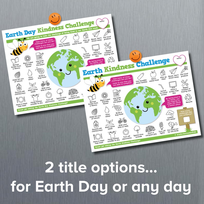 Earth Day Kindness Challenge Worksheet, Eco Friendly Nature Scavenger ...