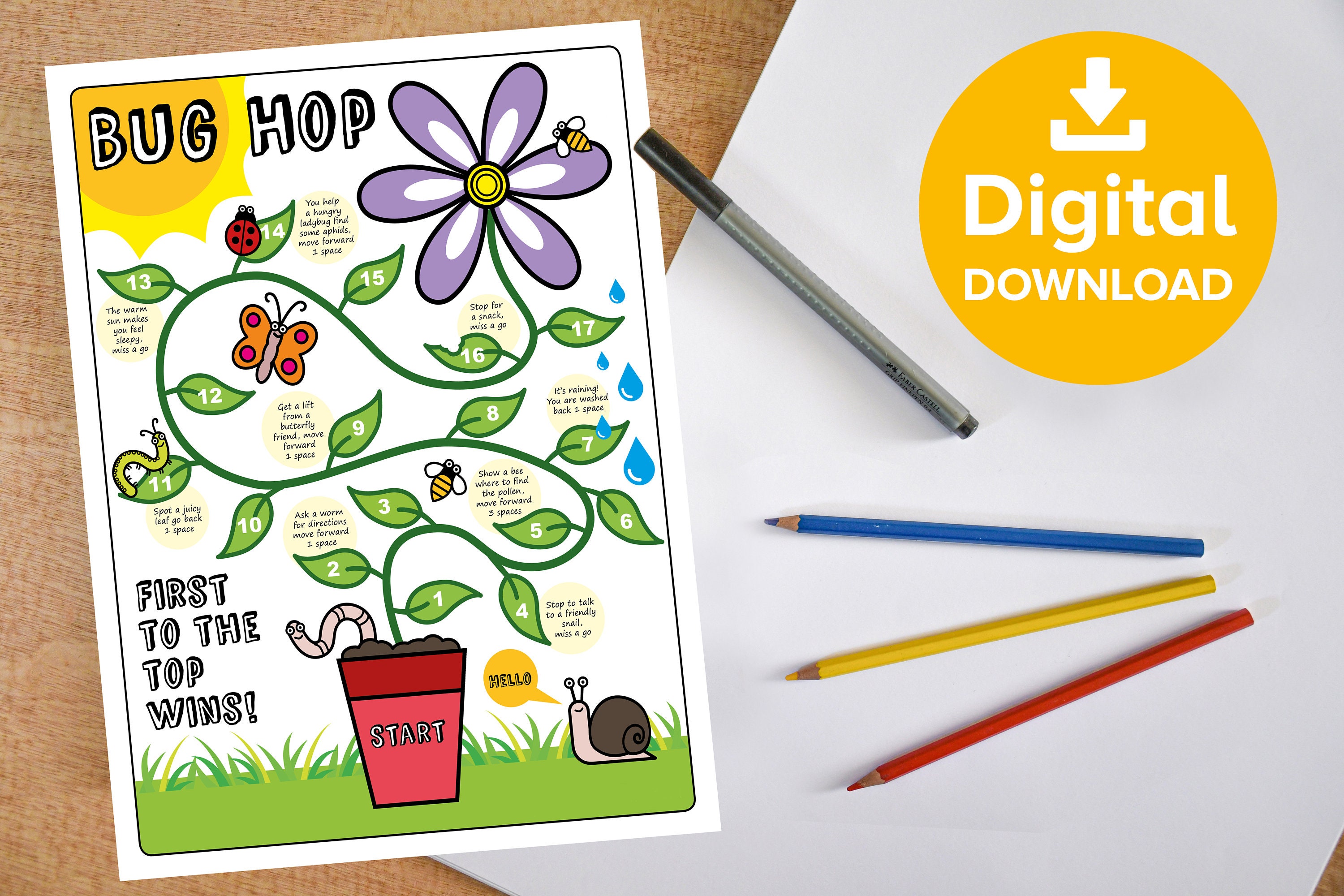 Bug Hop Nature Game Board Kids Make Your Own Dice Childrens - Etsy