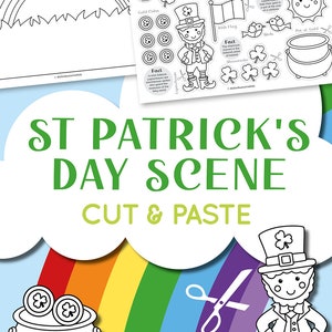 St Patrick's Day Cut & Paste Craft, Colour and Build Leprechaun Scene ...