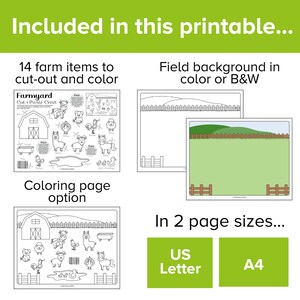 Farmyard Scene Cut & Paste Craft, Animal Park Coloring Page Picture ...