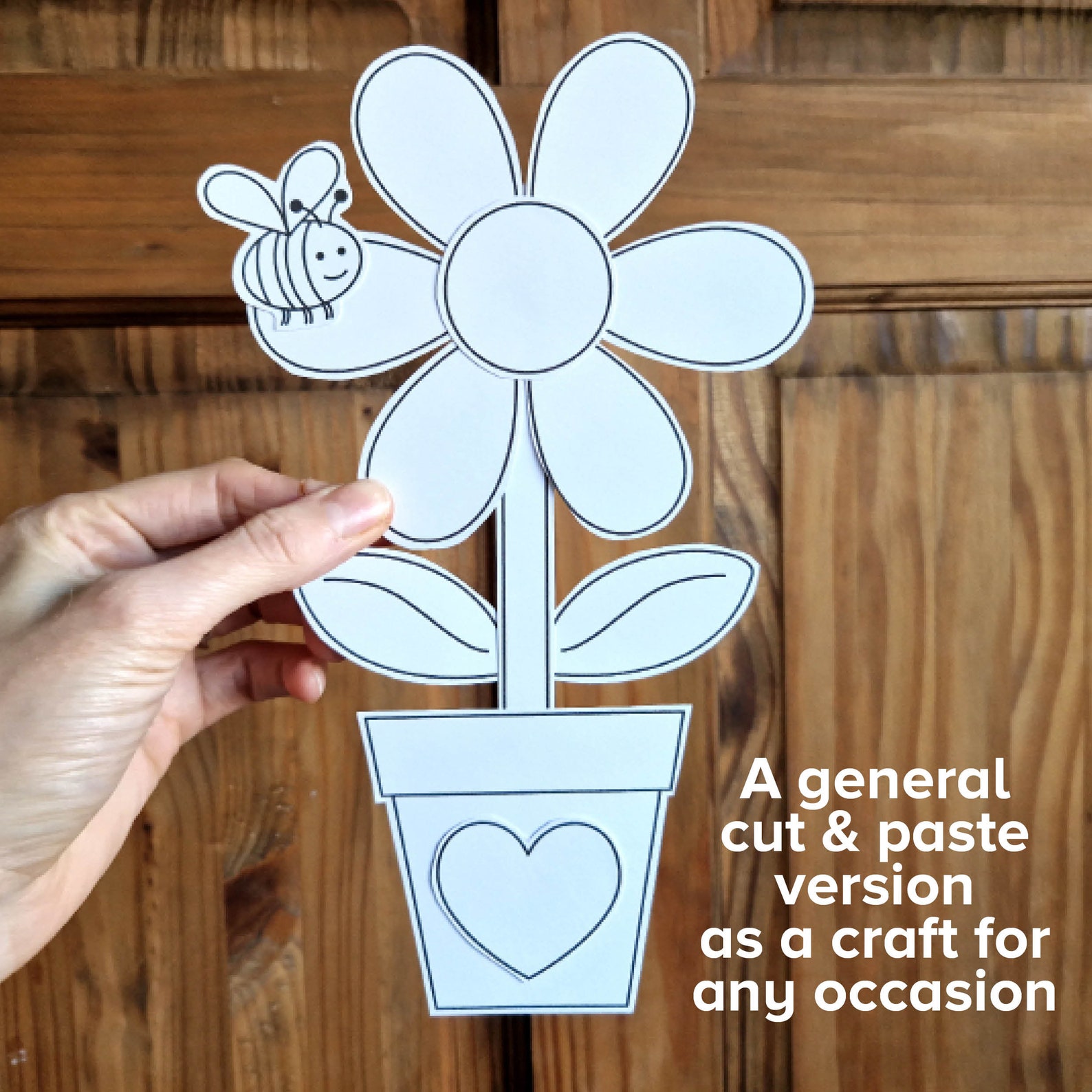Flower Cut & Paste Craft Printable, Birthday Coloring Art Activity ...