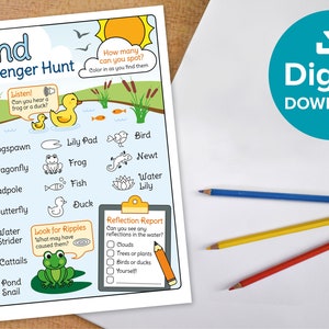 Pond Scavenger Treasure Hunt, Kids Wildlife Look & Find Trail ...