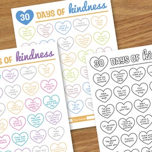 Acts of Kindness Chart for Kids, 100 Hearts Tracker Log, Spread the ...