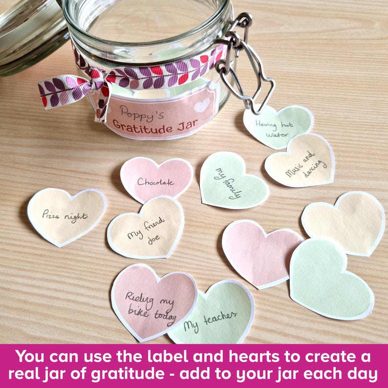 Gratitude Jar Cut & Paste Craft, Thanksgiving Hearts Printable ...