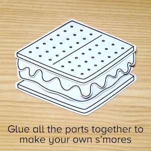 S'mores Cut & Paste Craft Printable, Summer Camping Color and Build Art ...