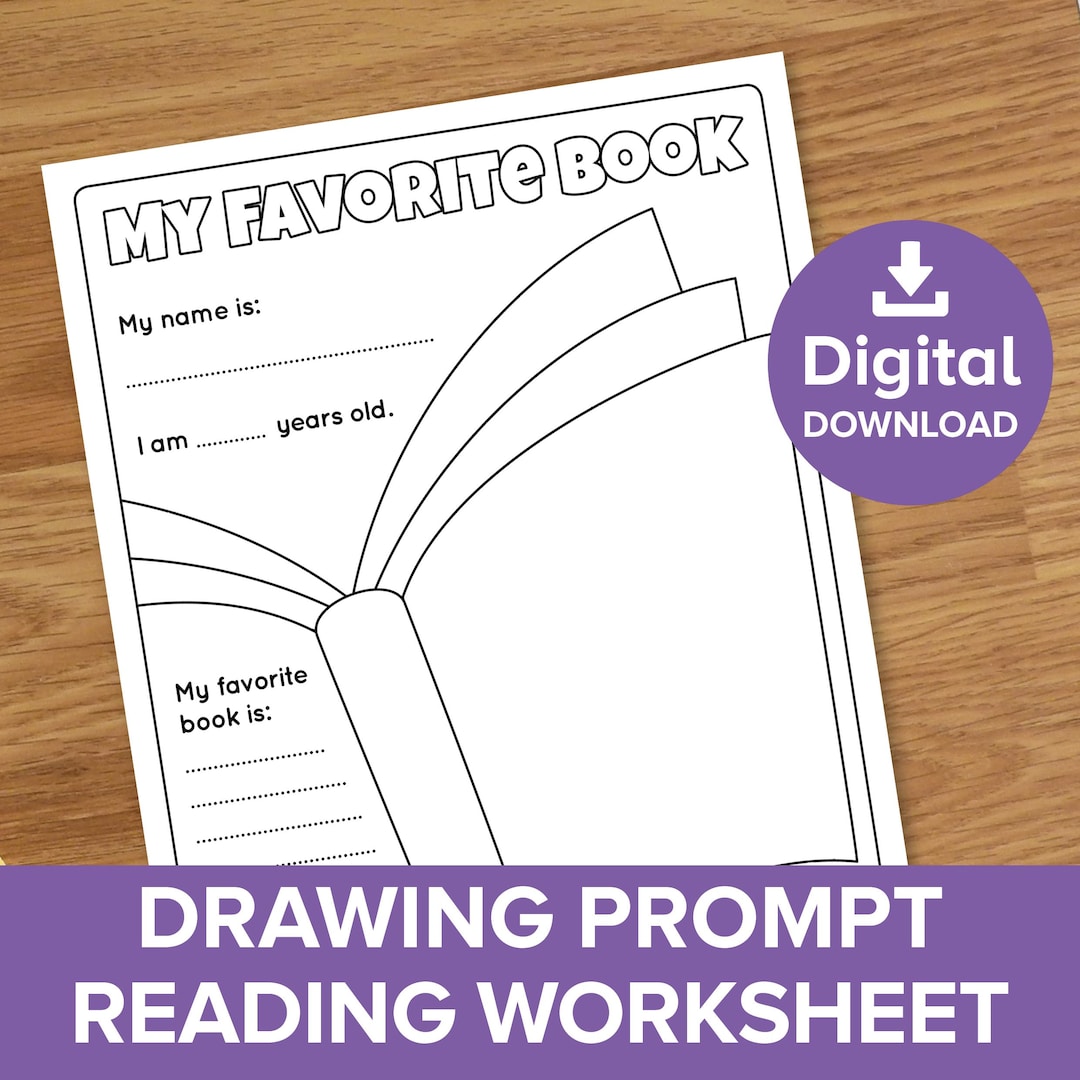 My Favorite Book Worksheet, Kids Drawing Prompt Reading Activity ...