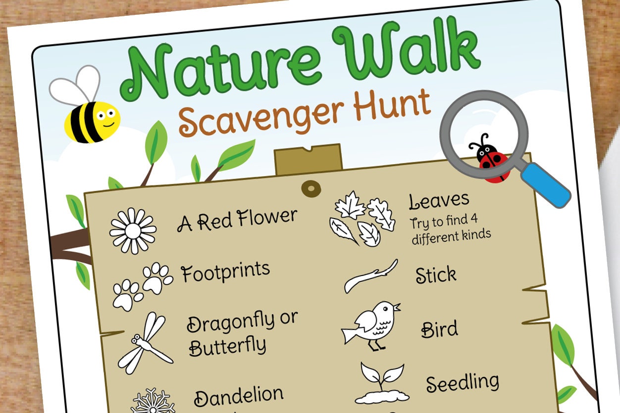 Nature Walk Scavenger Hunt Kids Treasure Trail Outdoor - Etsy