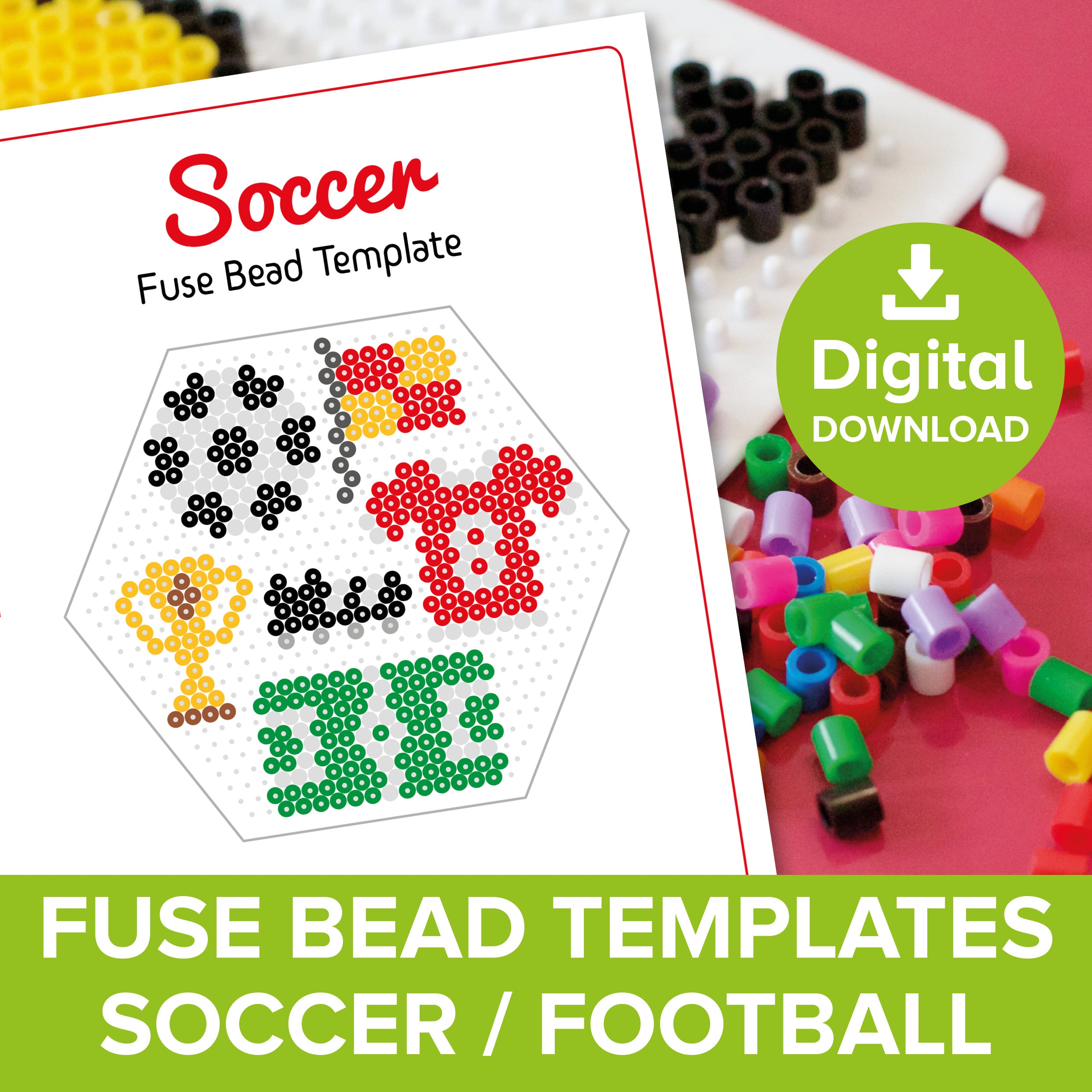 Soccer Football Fuse Bead Template, World Cup Ball Game Sport Pattern ...