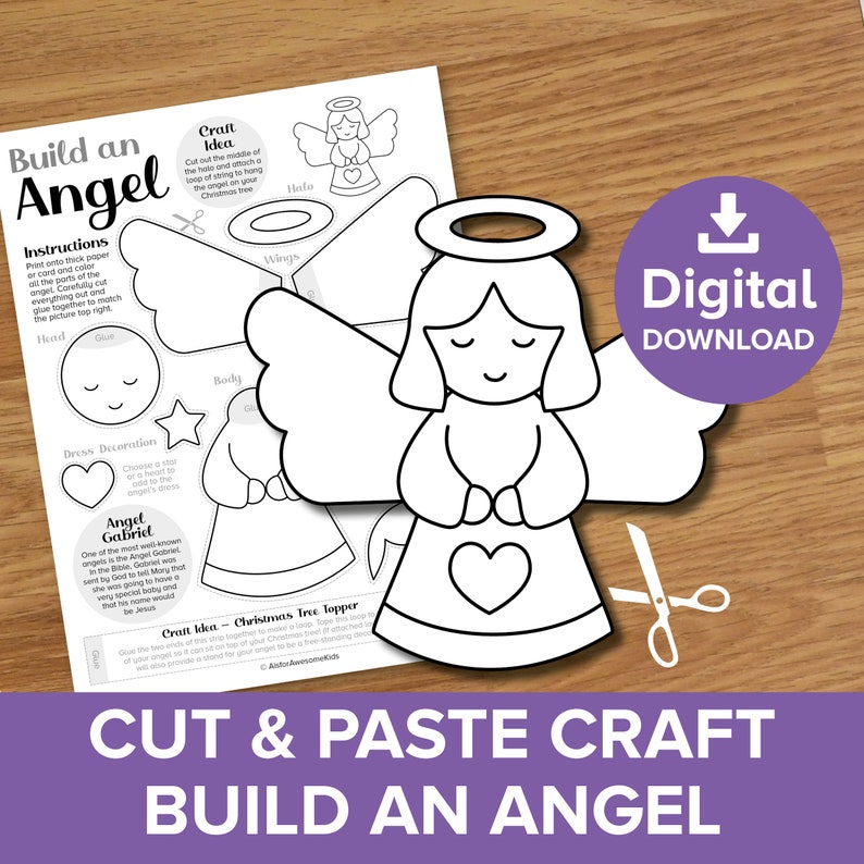 Angel Cut & Paste Craft, Christmas Fairy Color and Build Kit, Paper ...
