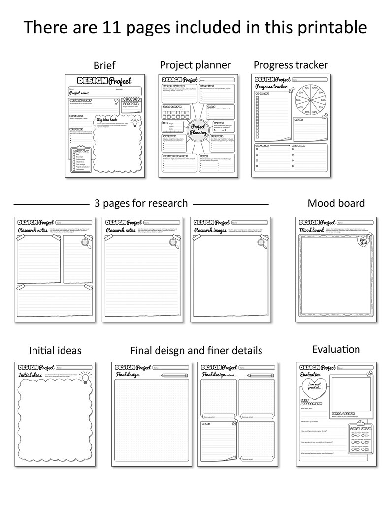 Design Project Planning Worksheets, Kids STEM 3D Craft Art Planner ...
