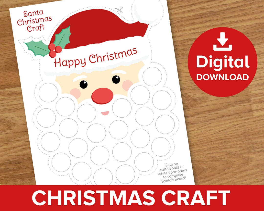 Santa's Beard Cotton Ball Craft Children's Christmas - Etsy