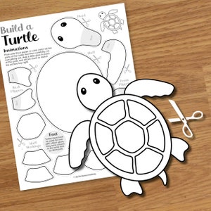 Turtle Cut & Paste Craft Printable, Spring Color and Build Art Kit ...