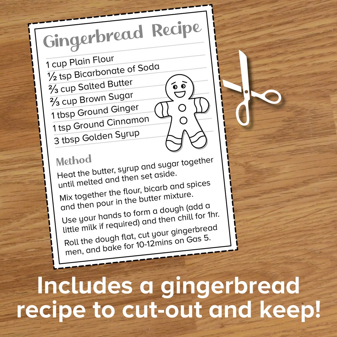 Gingerbread Man Cut & Paste Craft Plus Recipe Card, Christmas Color ...