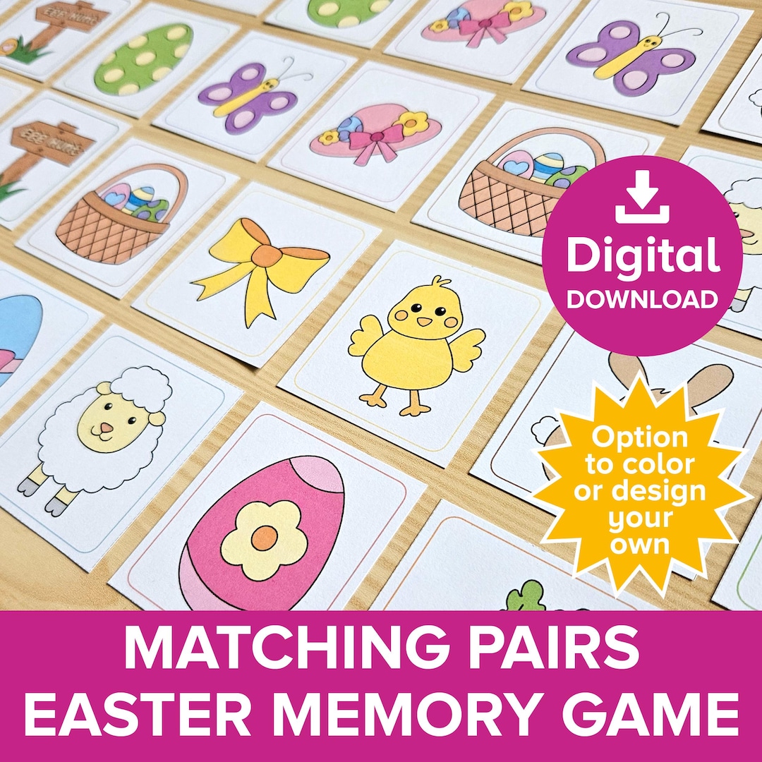 Easter Matching Pairs Game, Spring Egg Hunt Memory Challenge ...