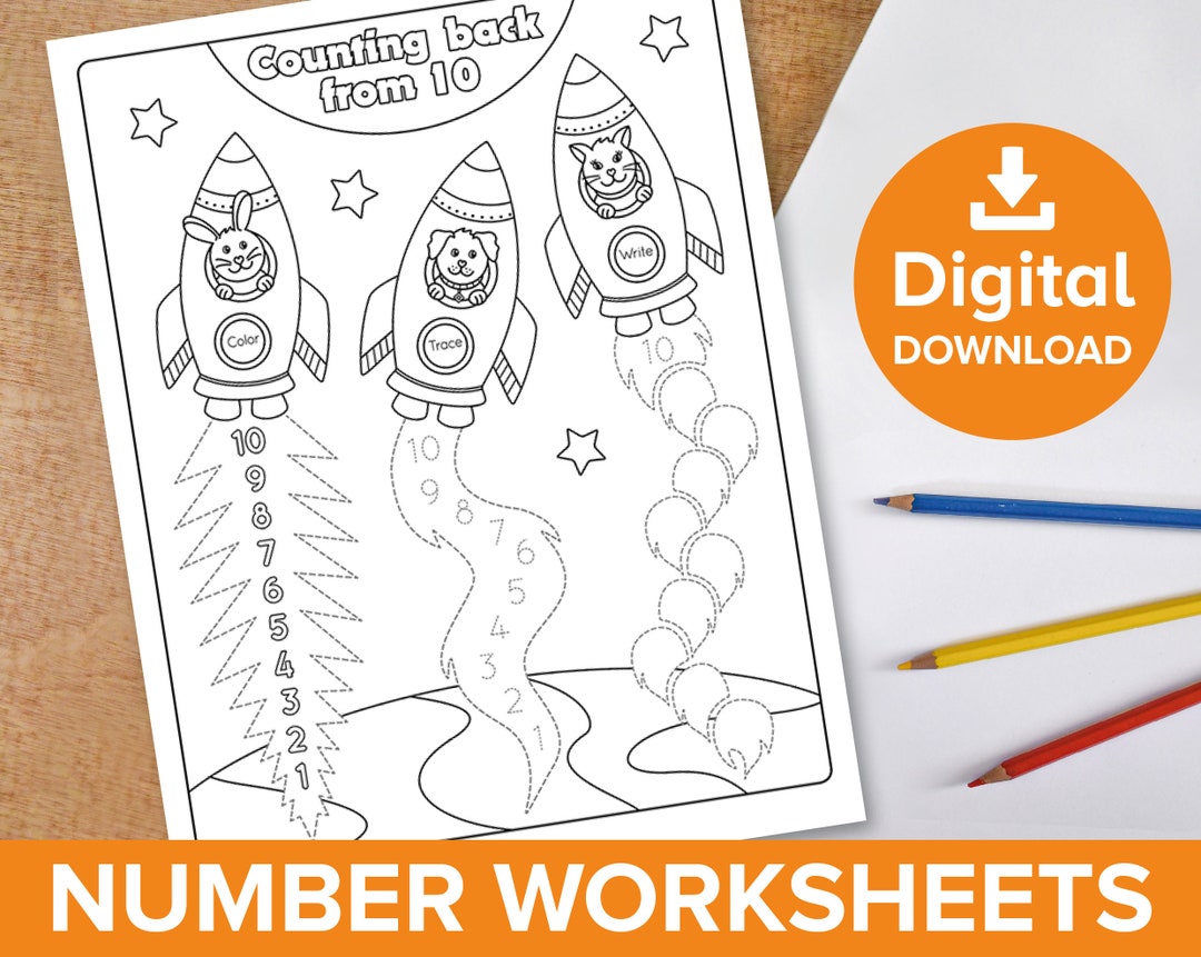 Rocket Countdown Worksheet, Kids Count Back From 10 Activity Page ...