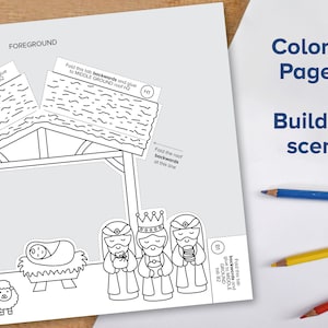 Christmas Nativity 3D Coloring Scene, Kids Colour & Build Freestanding ...