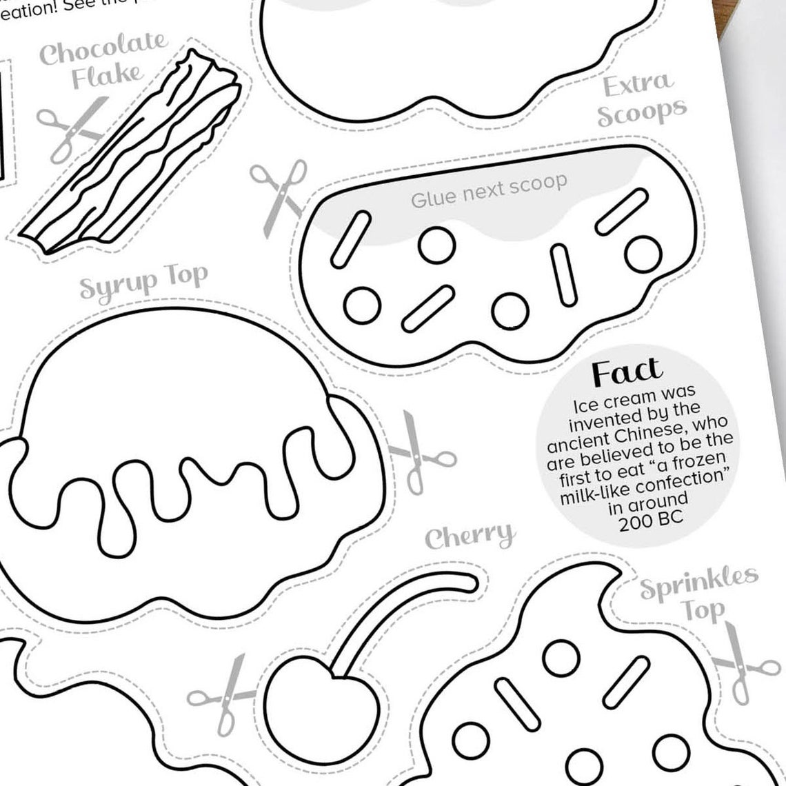 Ice Cream Cut & Paste Craft Kit, Build an Icecream Cone Printable ...