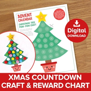 Christmas Tree Countdown Advent Calendar, Kids Pom-pom Xmas Craft ...