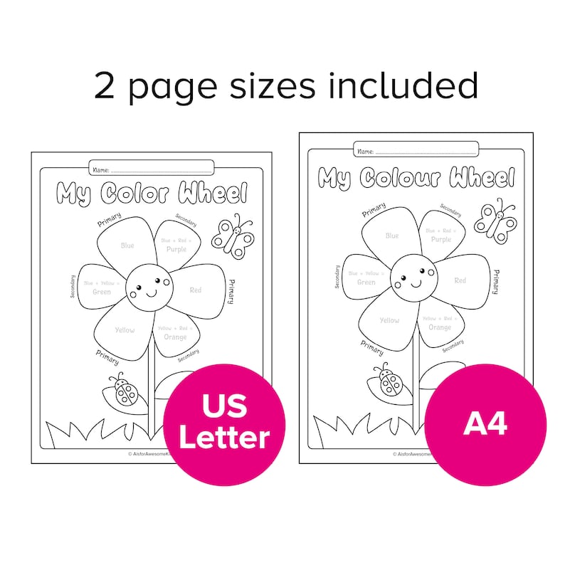 Color Mixing Worksheets, Kids Flower Painting Colour Wheel Theory ...