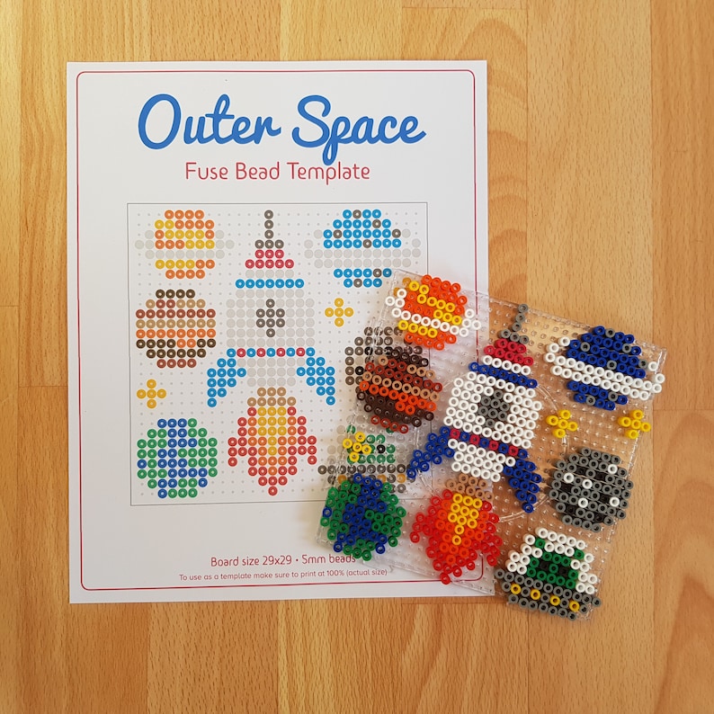 Outer Space Fuse Bead Template, Perler Hama Pyssla Melty, Father's Day Rocket Spaceship Craft ...
