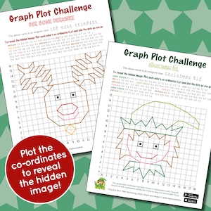 Christmas Graph Plot Coding Worksheets, Xmas Elf Picture Reveal ...