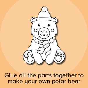 Polar Bear Cut & Paste Craft, Christmas Color and Build Kit, Paper Doll ...