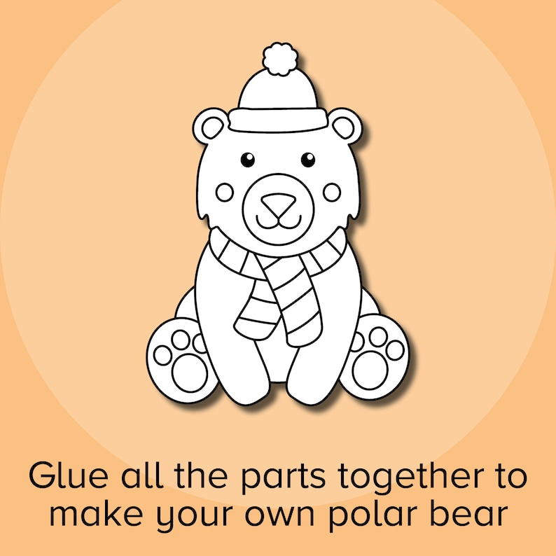 Polar Bear Cut & Paste Craft, Christmas Color and Build Kit, Paper Doll ...