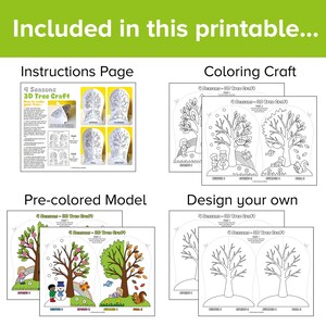 3D Seasonal Tree Coloring Craft, Four Seasons Educational Paper Model ...