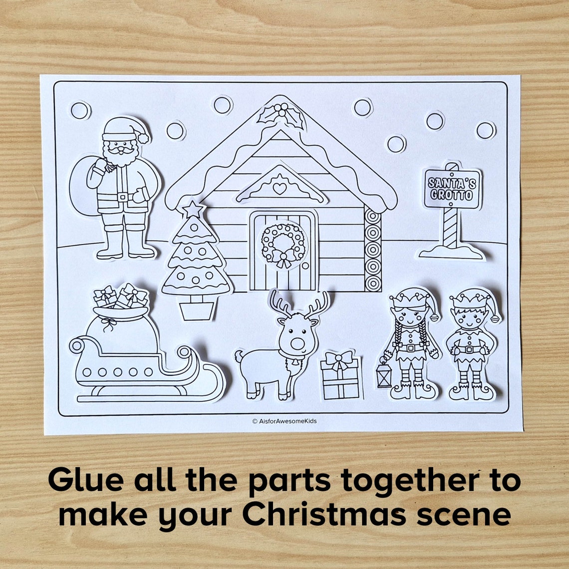 Santa's Grotto Scene Cut & Paste Craft, Build a North Pole Picture ...