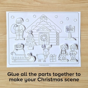 Santa's Grotto Scene Cut & Paste Craft, Build a North Pole Picture ...