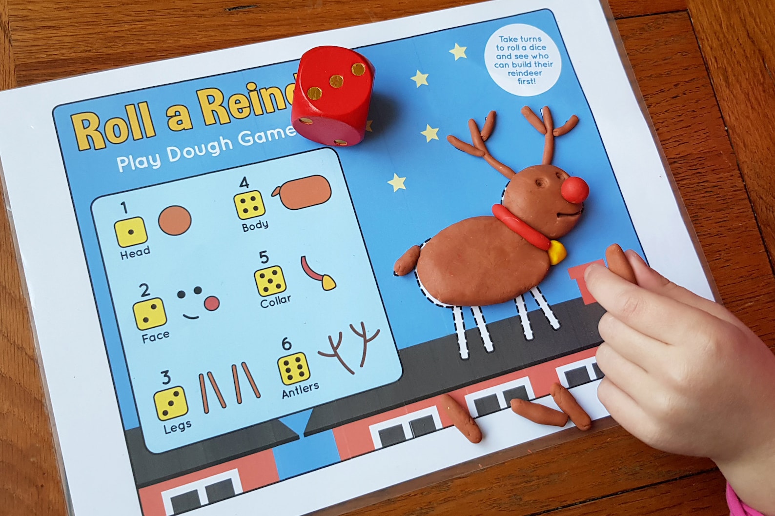 Roll a Reindeer Play Dough Mat Game, Kids Christmas Playdoh Dice ...