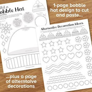 Build a Bobble Hat Cut & Paste Craft, Winter Woolley Hat Coloring ...