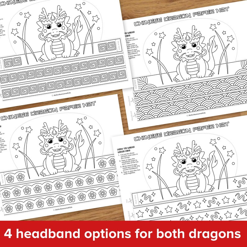 Chinese Dragon Paper Crown Crafts, 2025 Lunar New Year Party Hat ...