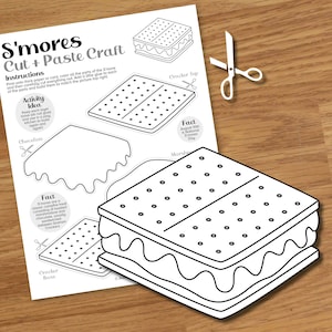 S'mores Cut & Paste Craft Printable, Summer Camping Color and Build Art ...