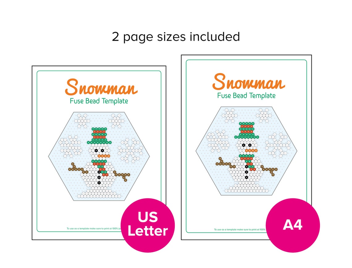 Snowman Fuse Bead Templates Hama Perler Nabbi Beads Snowflake - Etsy