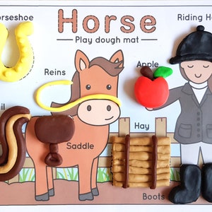 Horse Play Dough Mat, Kids Equestrian Stable Playdough Activity ...