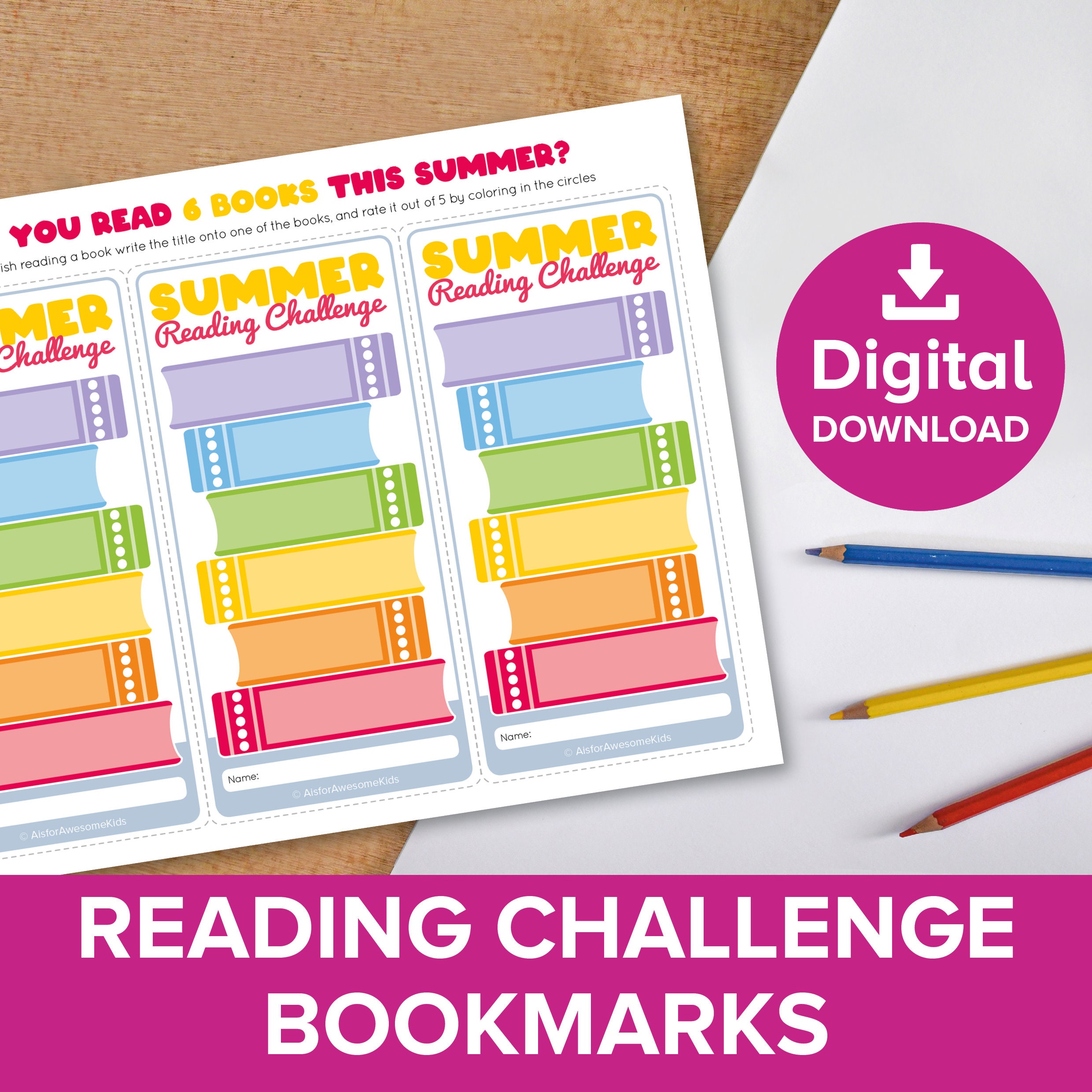 Summer Reading Challenge Bookmark Tracker, Children's Book Activity Log ...