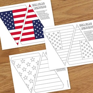 4th July USA Flag Bunting, American Flag Stars & Stripes Colouring Page ...