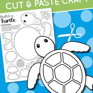 Turtle Cut & Paste Craft Printable, Spring Color and Build Art Kit ...