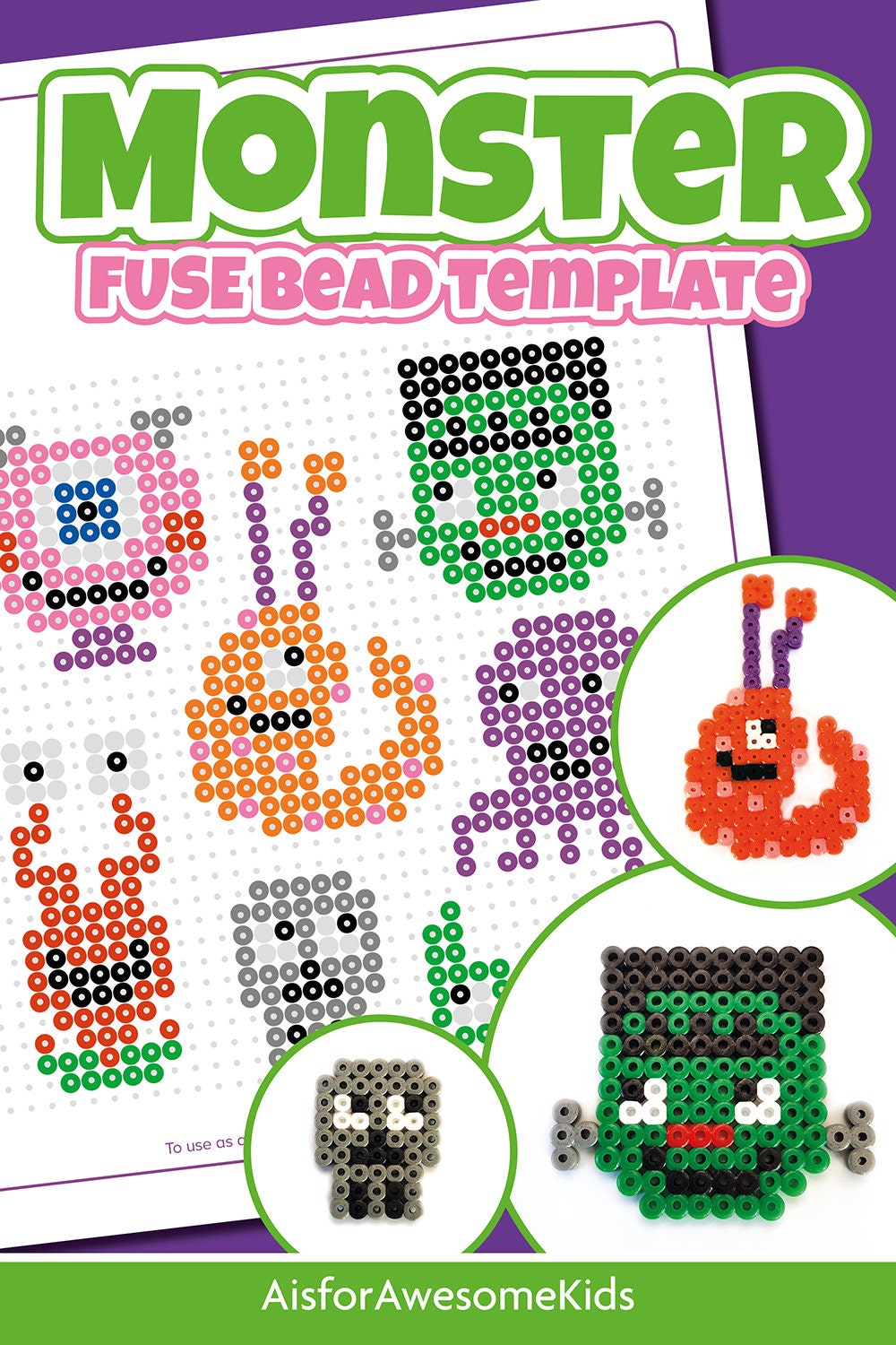 Halloween Fuse Bead Template Bundle, Hama Perler Craft Patterns ...