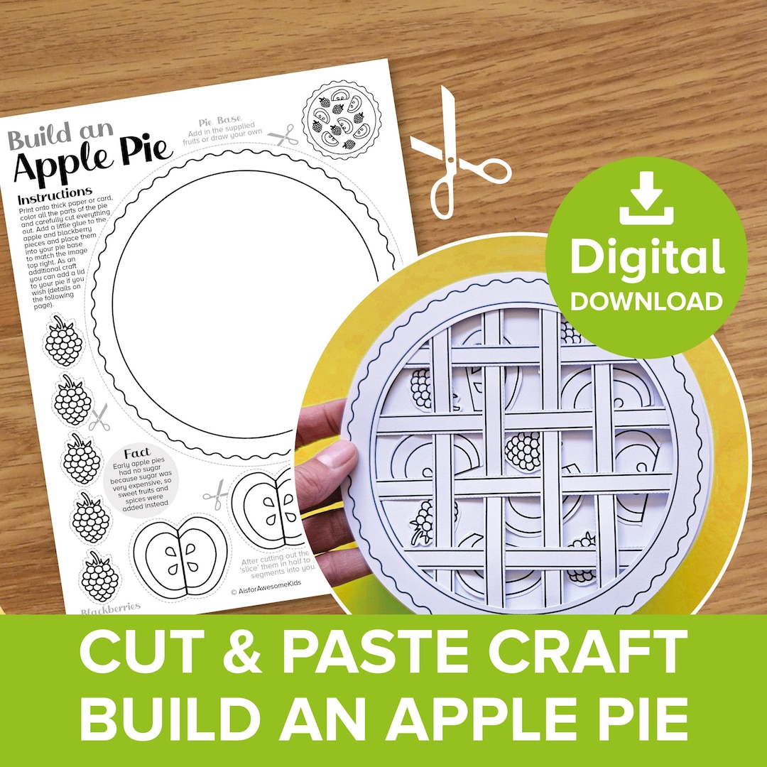 Build an Apple Pie Cut & Paste Craft, Fall Dessert Coloring Page ...
