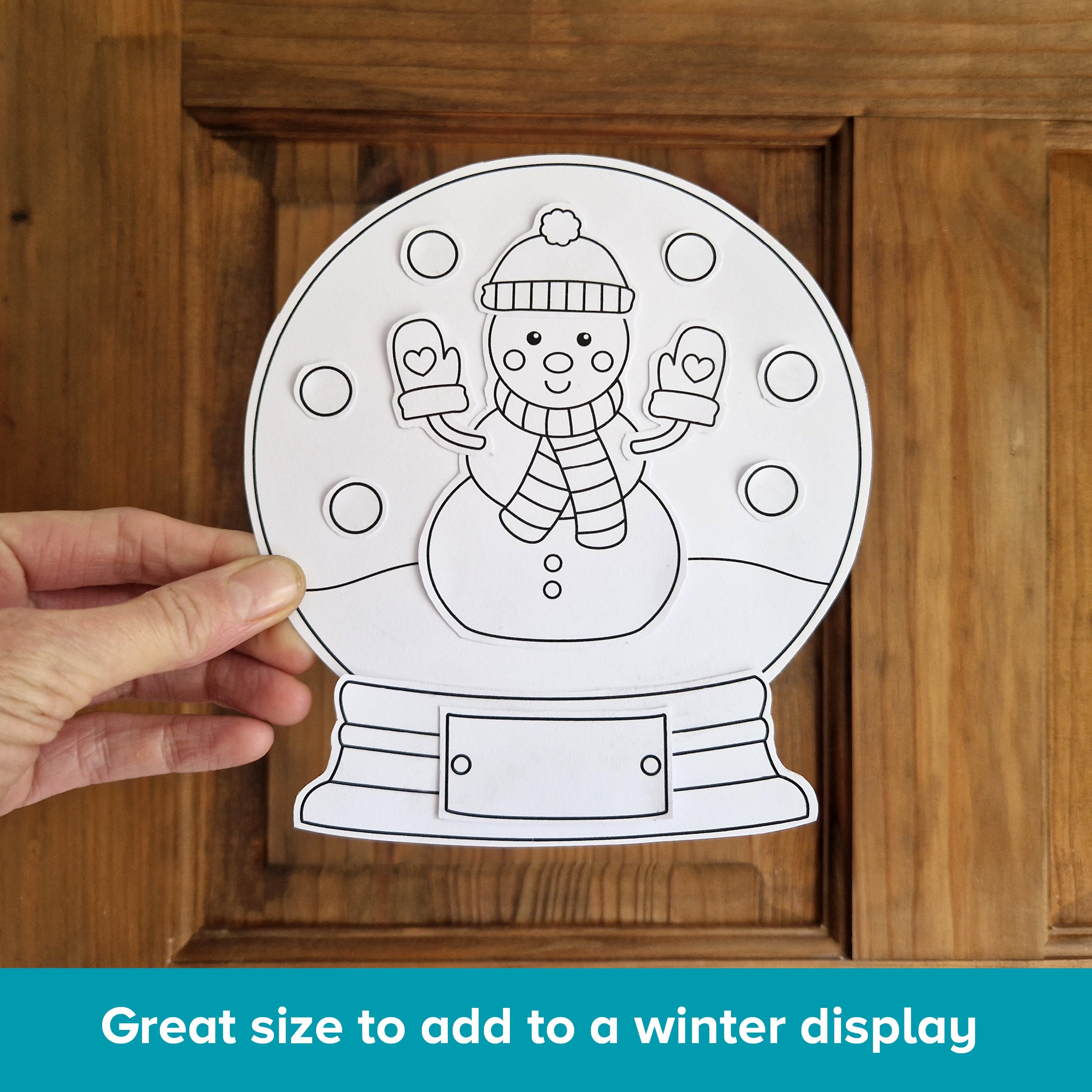 Snow Globe Cut & Paste Craft, Christmas Snow Dome Color and Build Kit ...