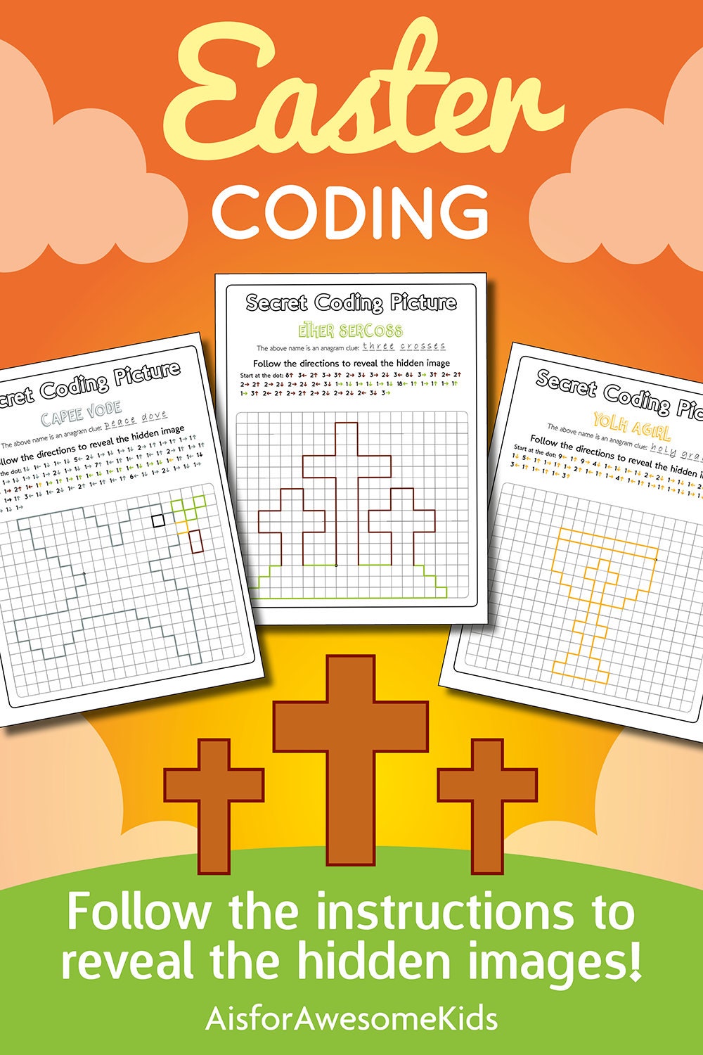 Easter Coding Worksheets Spring Animals Picture Reveal Pixel - Etsy