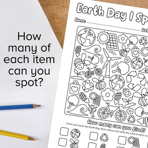 Earth Day I Spy Worksheet, Eco-friendly Eye Spy Color & Count Challenge ...