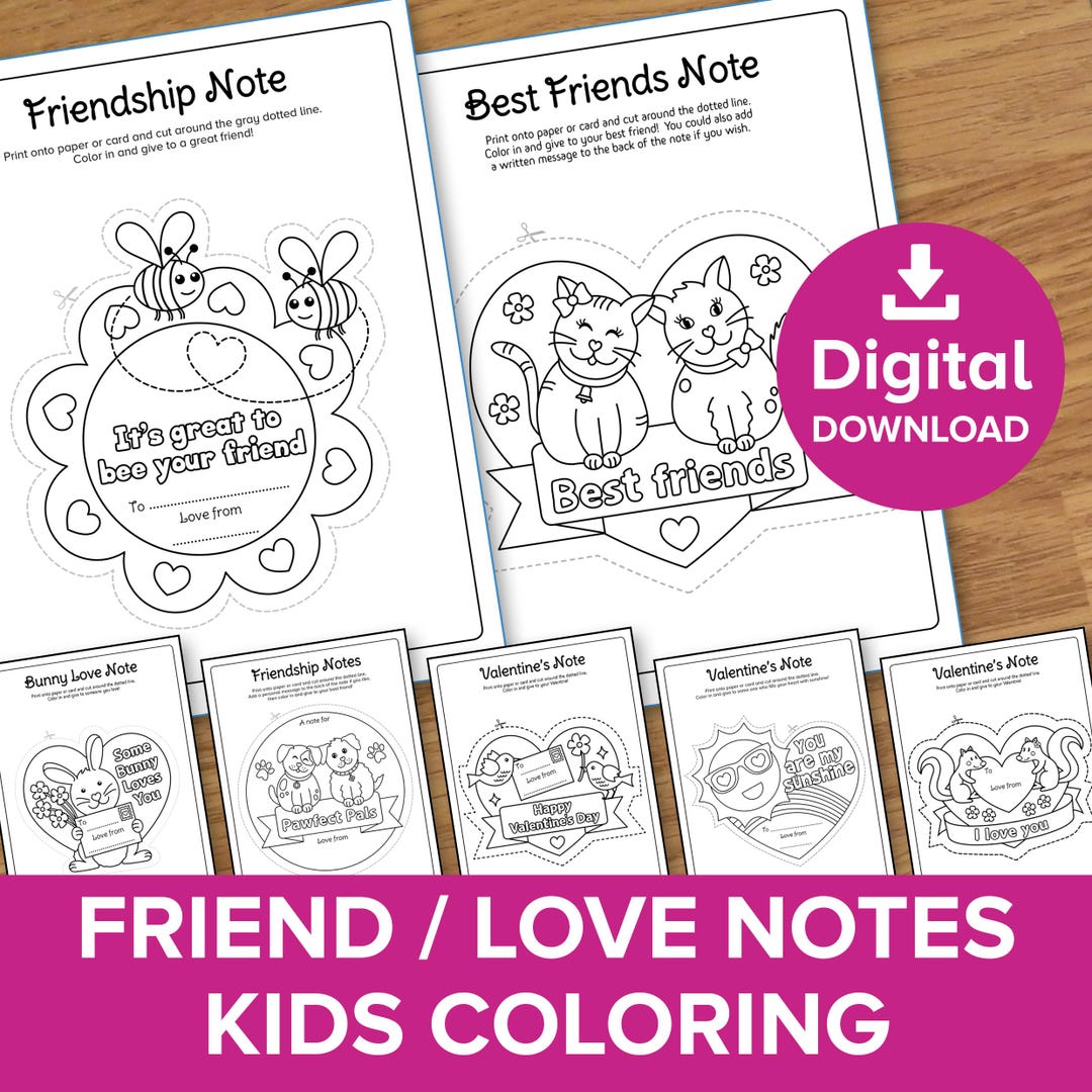 Valentine's / Friendship Note Bundle, Kids Cut-out & Color Animal Puns ...