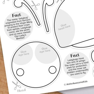 Ladybug Cut & Paste Craft Printable, Spring Bug Color and Build Kit ...