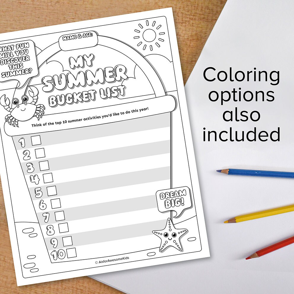 Summer Bucket List Printable Pack, School Break Activity Planner Tick ...